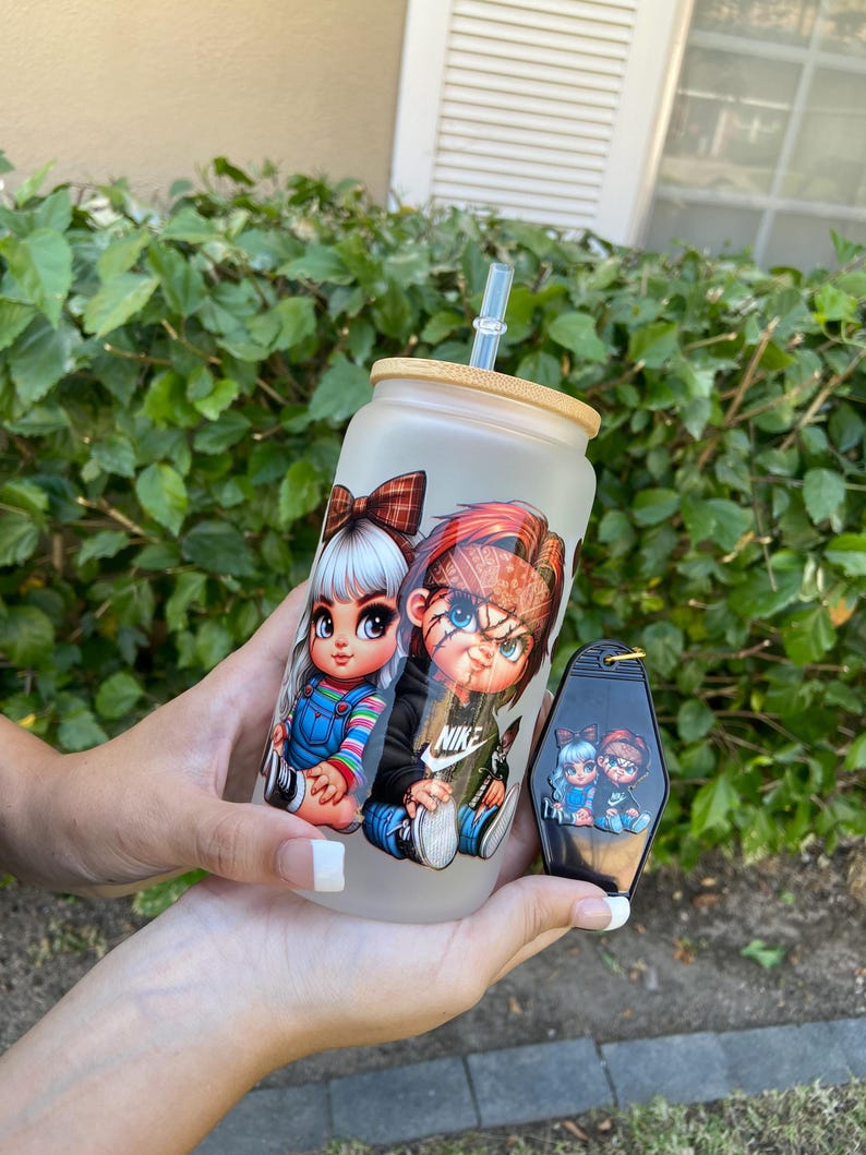 Chucky and Girl Glass Drinking Can - Etsy