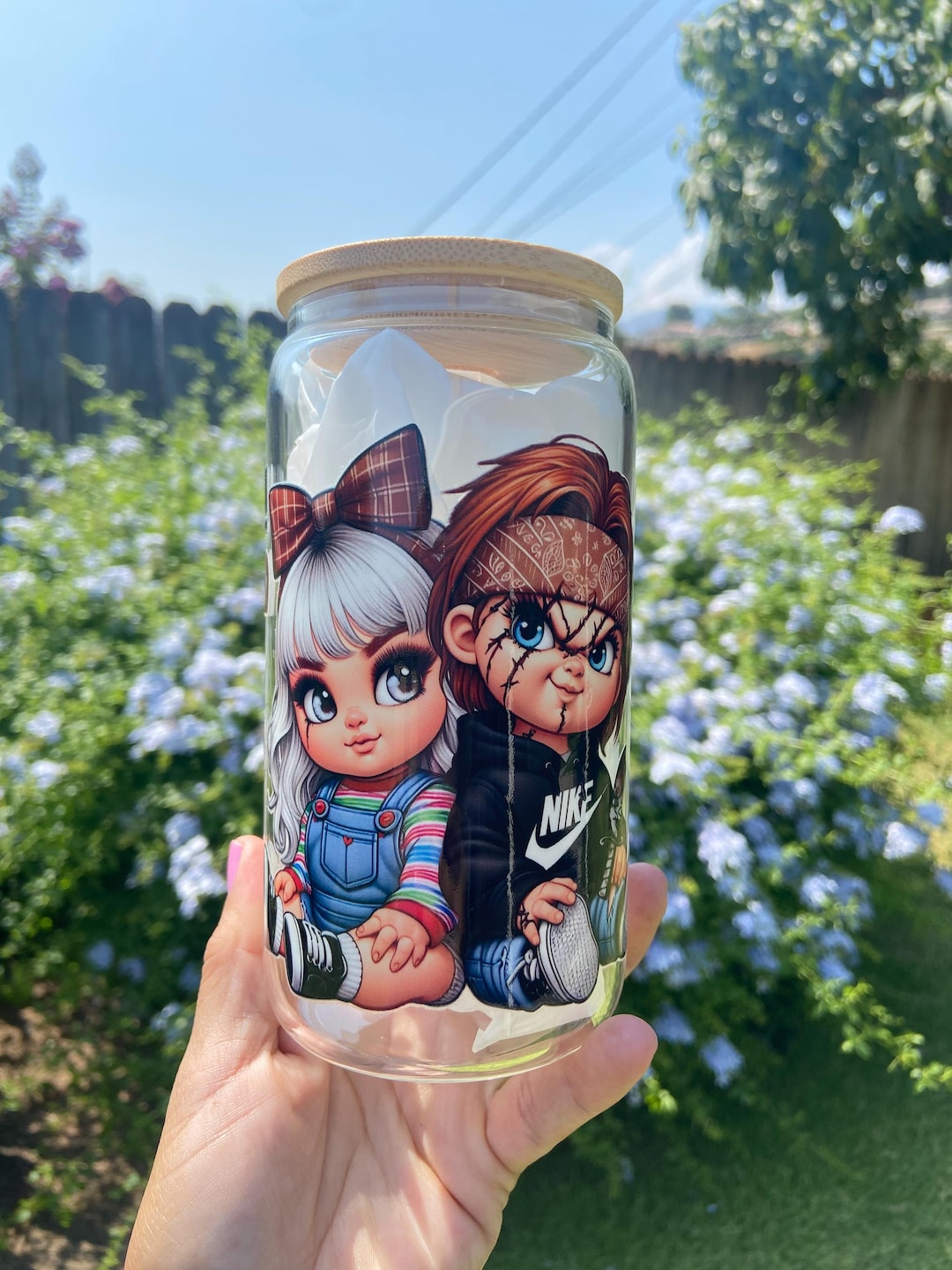 Chucky and Girl Glass Drinking Can - Etsy