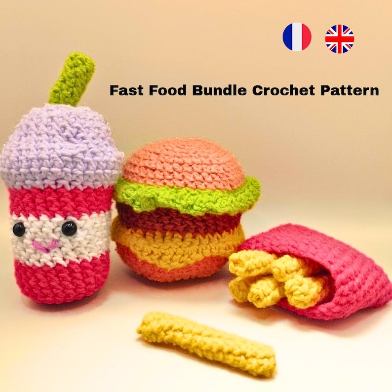 Easy Crochet Pattern. Fast Food Amigurumi Bundle. PDF Instant Download ...