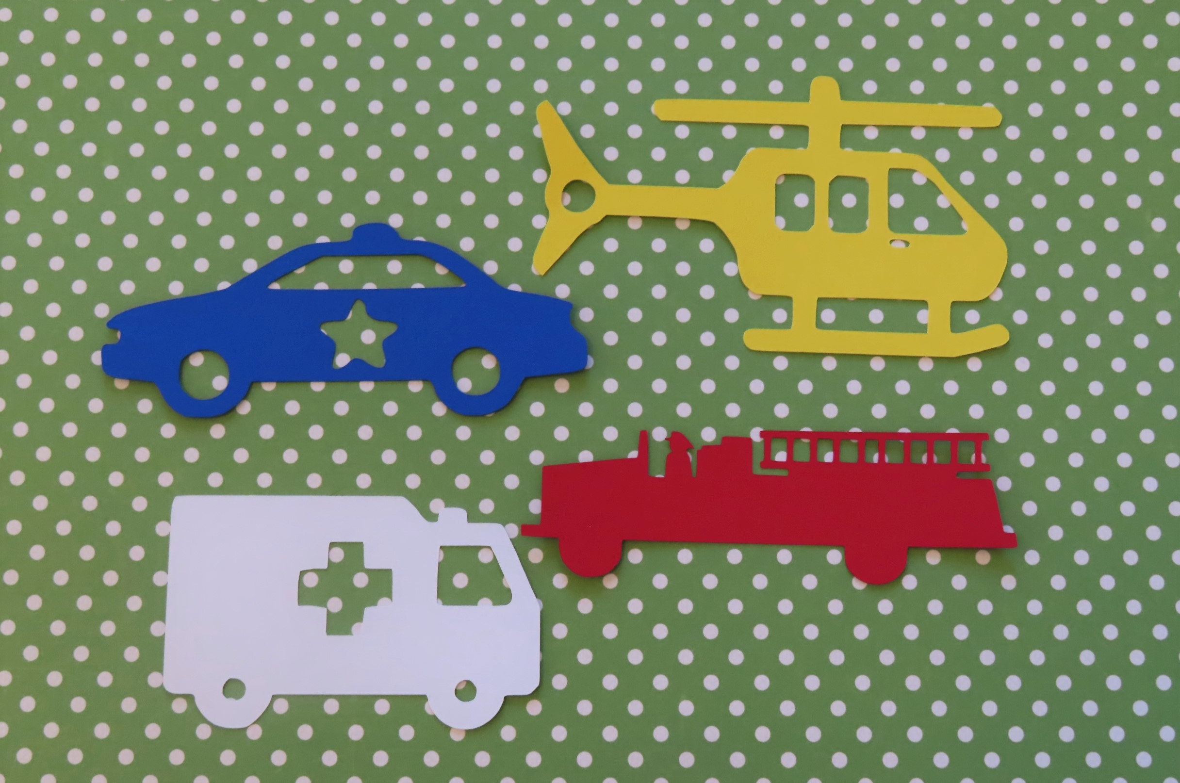 Emergency Vehicle Die Cuts (police, Fire, Helicopter, Ambulance) - 20 ...