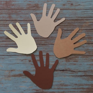 Multicultural Multiracial Hands Die Cuts - 20 Pcs - Paper Shapes ...