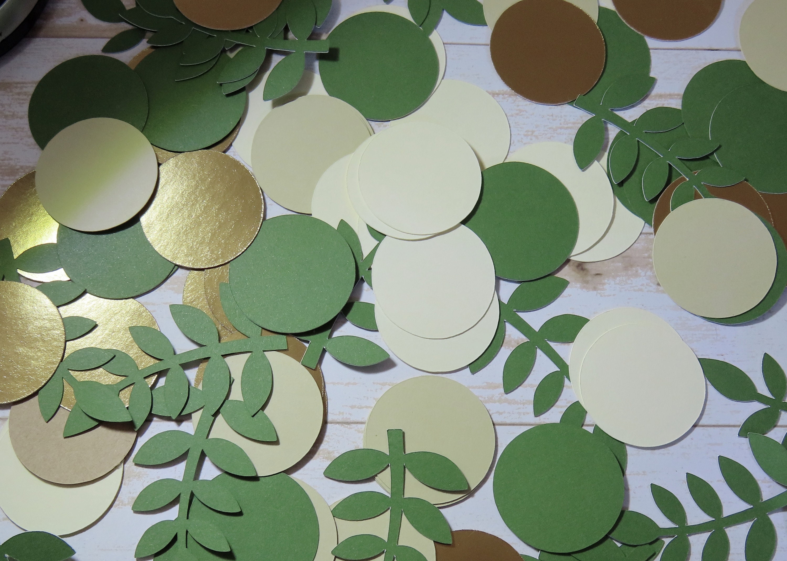 Wedding Bridal Shower Confetti Table Scatter - Greenery Gold Dots ...