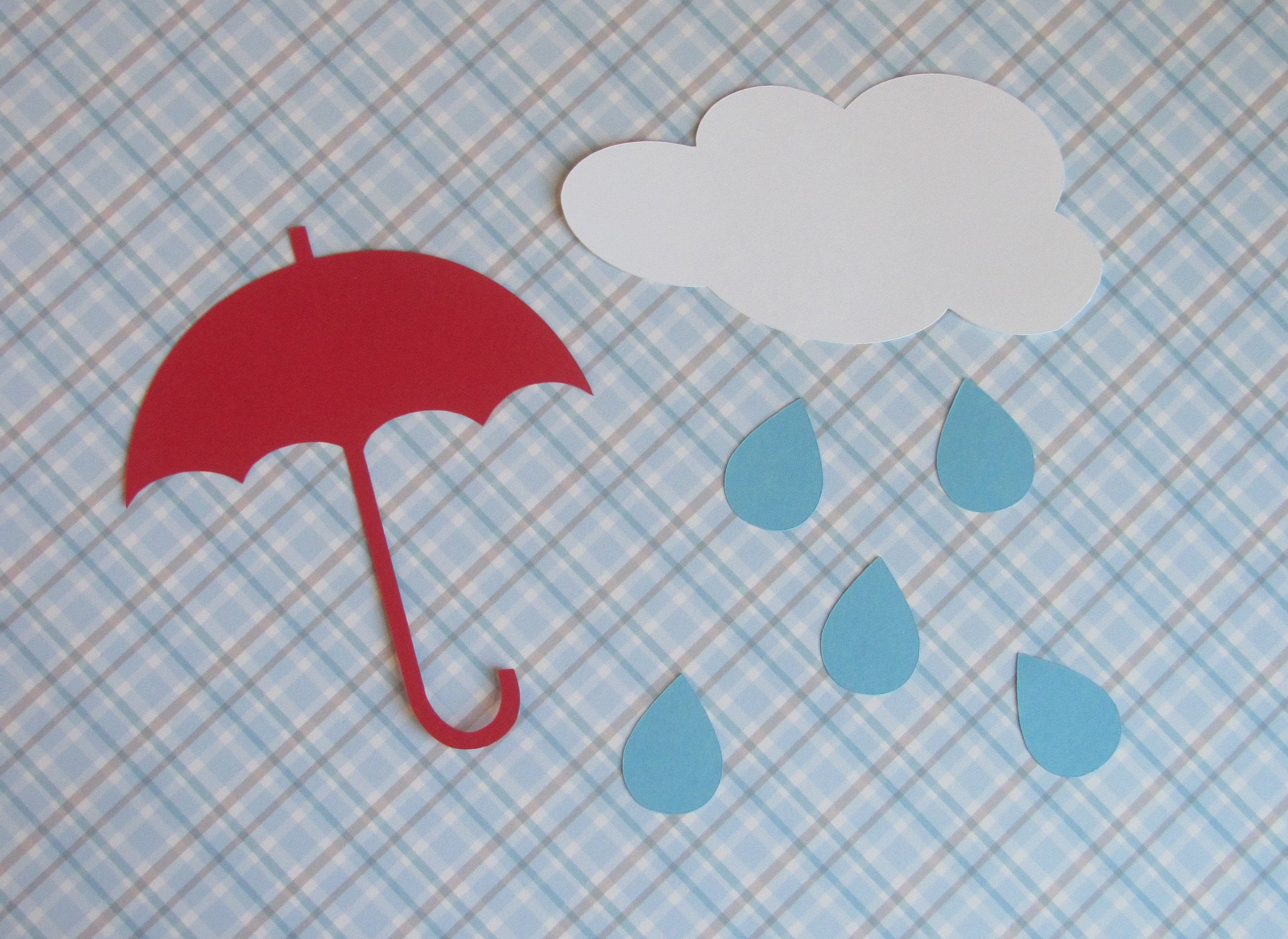 Cloud Umbrella Raindrop Rainy Weather Die Cuts - 20 Pcs - Paper Shapes ...