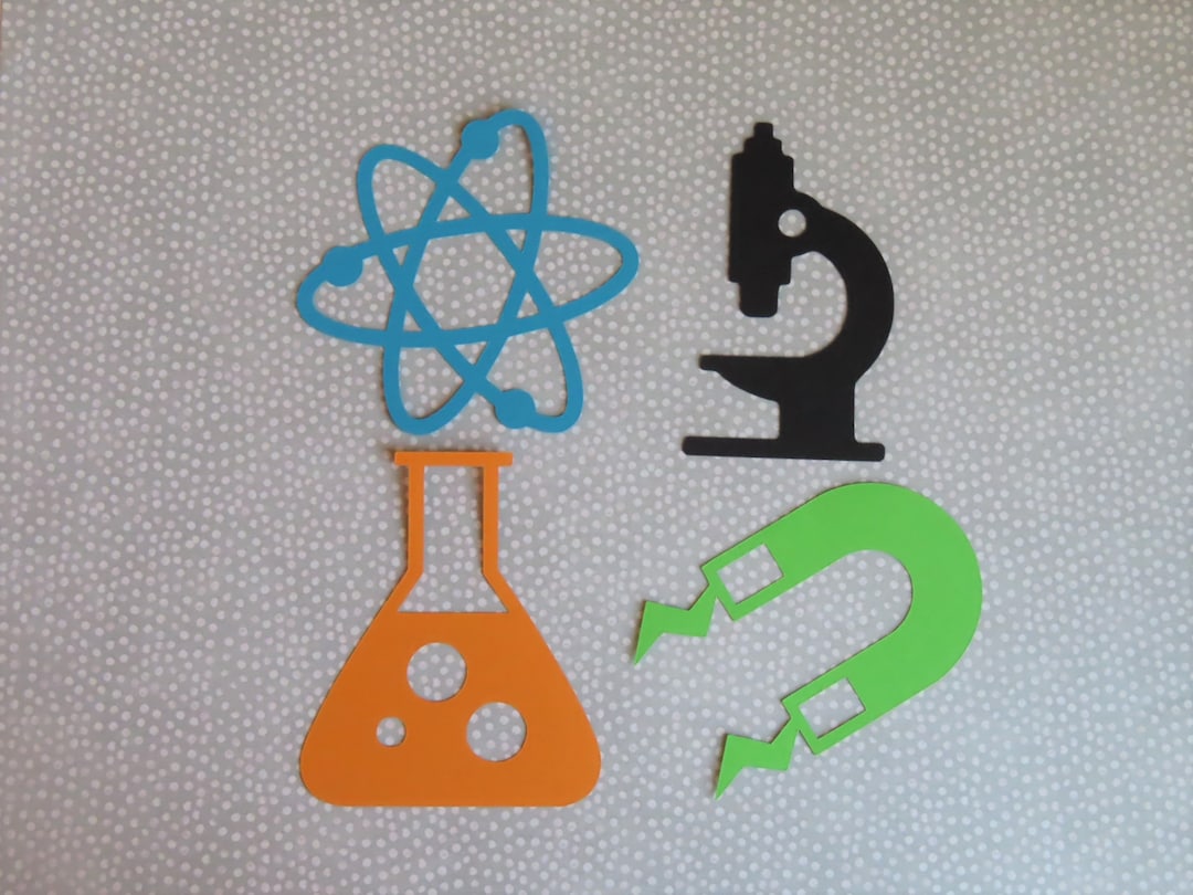 Science Tools Die Cuts - 20 Pcs - Beaker, Atom, Microscope, Magnet ...