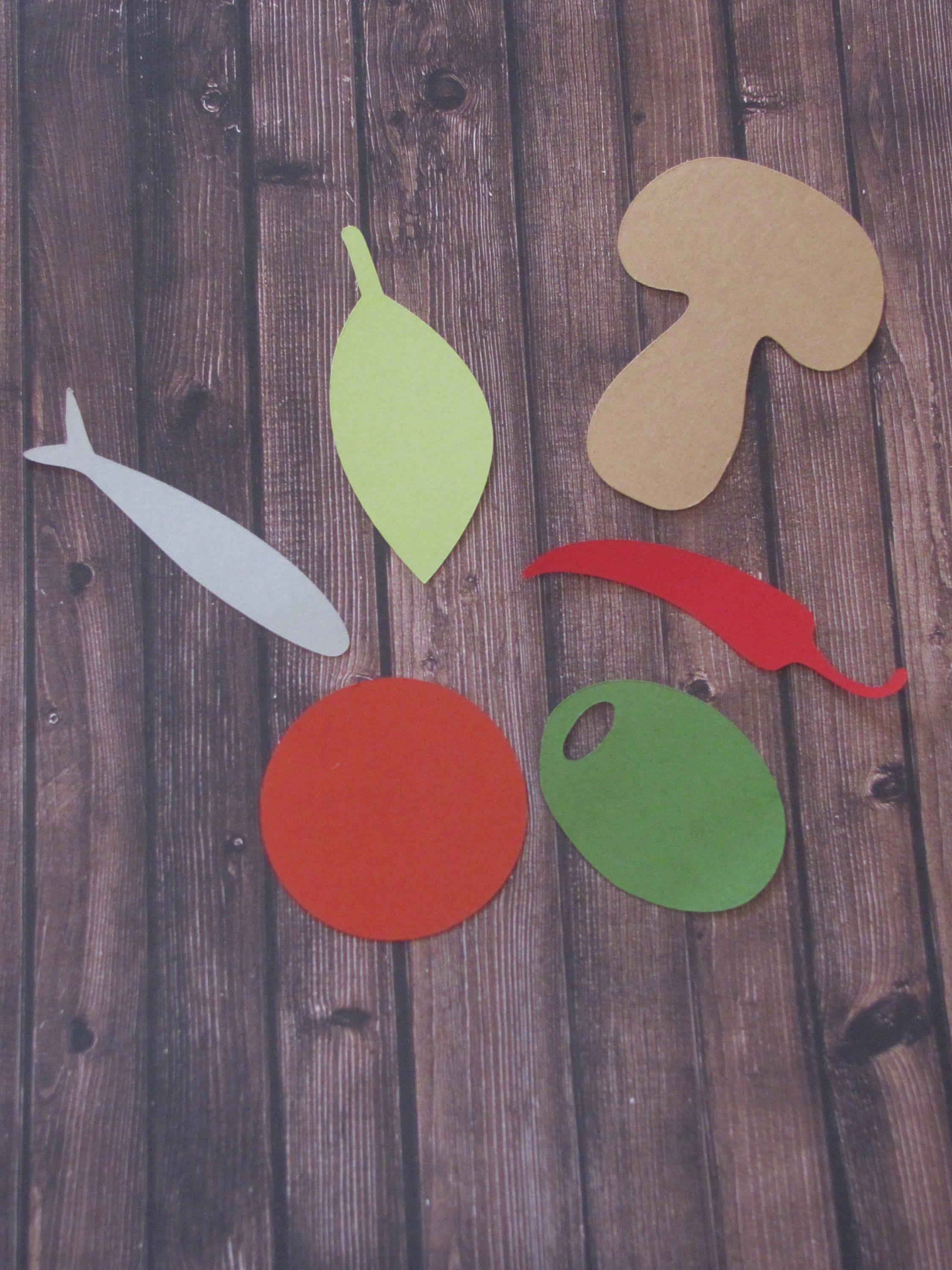 Pizza Toppings Die Cuts 30 Pcs Paper Shapes Cardstock - Etsy