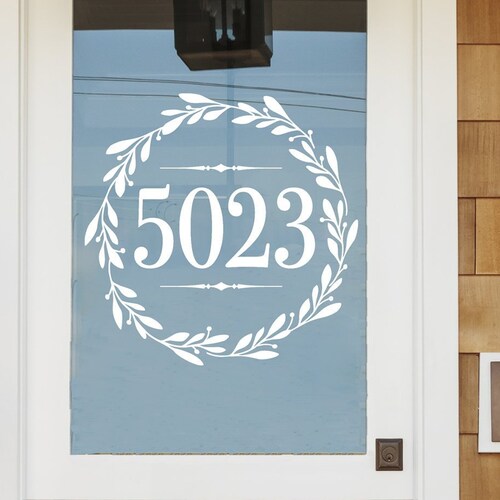 Front Door Decal Address for Door in Wreath Personalized - Etsy