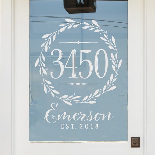 Front Door Decal Address for Door in Wreath Personalized - Etsy