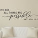 Scripture Wall Decal With God All Things Are Possible Vinyl - Etsy