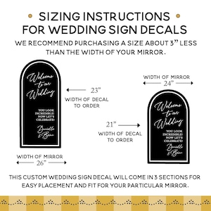 Arched Mirror Welcome Sign Custom Decal DIY Wedding Welcome Sign Decor ...