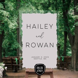 Modern Wedding Welcome Sign Vinyl Decal Minimalist Wedding Sign Custom ...
