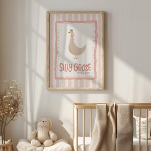 Silly Goose Wall Art Nursery Decor Cute Goose Poster for Girl Nursery ...