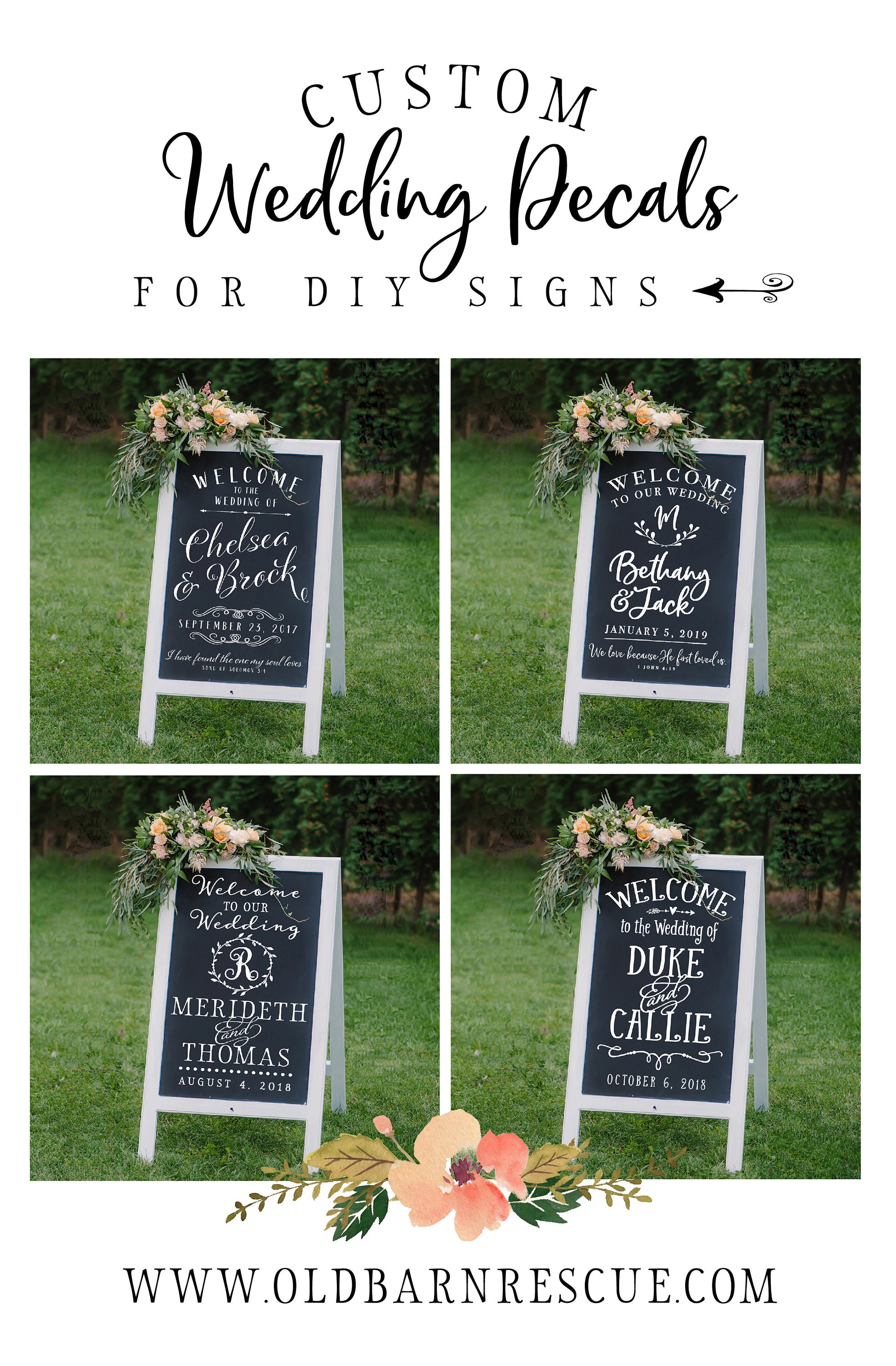 Wedding Sign Decal Personalized Wood or Chalkboard Sign Decal Wedding ...