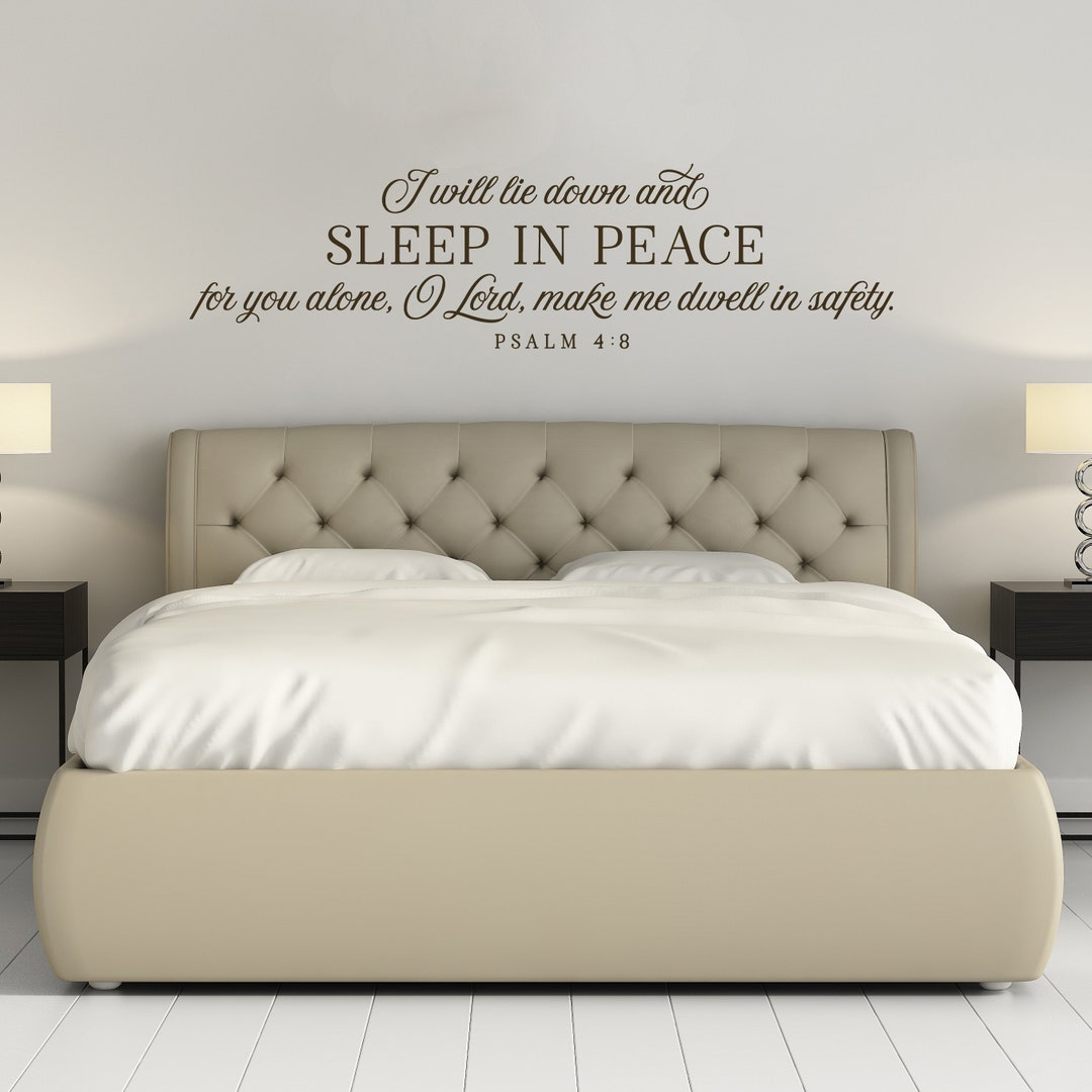 I Will Lie Down and Sleep in Peace Bedroom Wall Decor Bible Verse ...