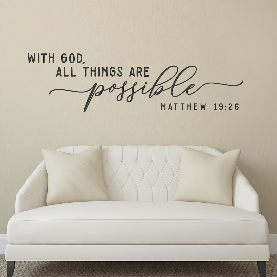 Scripture Wall Decal With God All Things Are Possible Religious Wall ...