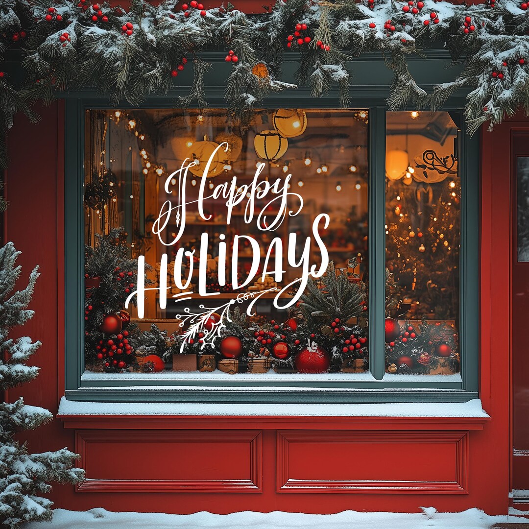 Christmas Window Decal Holiday Shop Decor Christmas Window Sign Decal ...