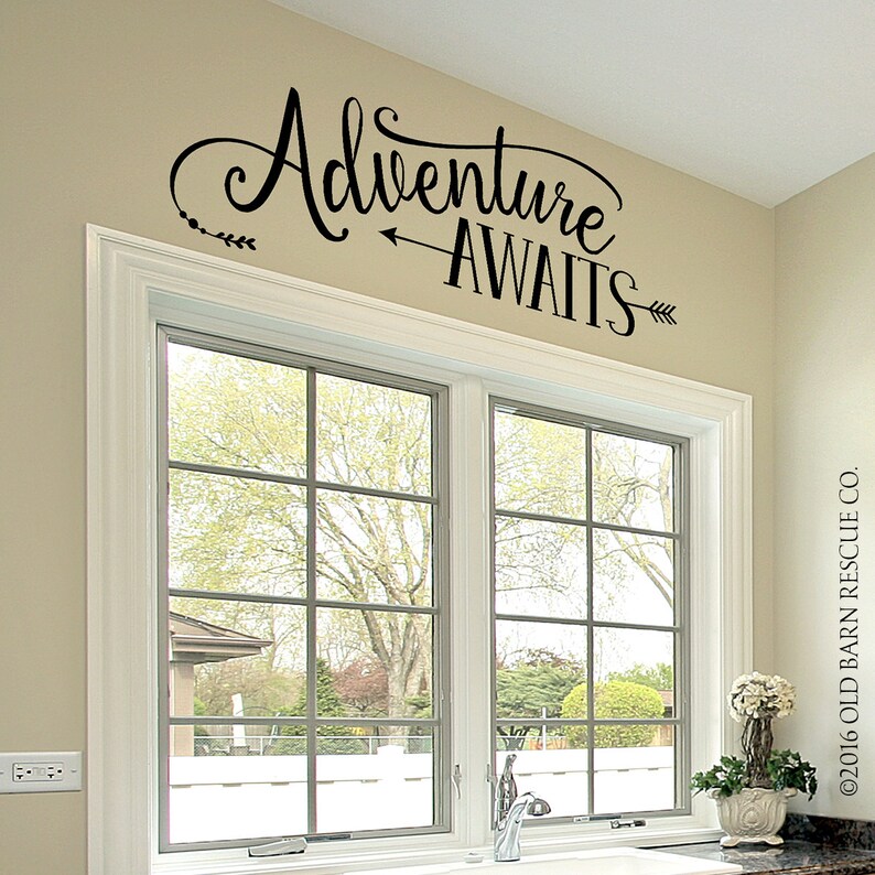 Adventure Awaits Wall Decal Vinyl Quote with Arrow | Etsy