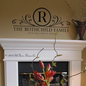 Family Monogram With Established Date Personalized Vinyl Wall Decal ...