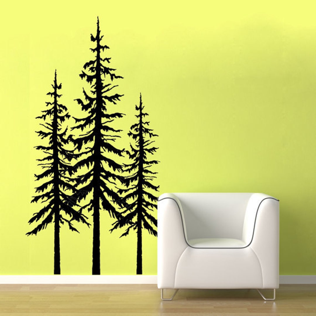 Tree Wall Decal Pine Tree Decal Large Set of Three Woodland Theme ...