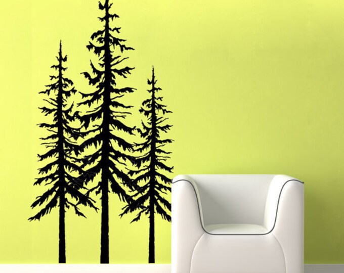 Tree Wall Decal Pine Tree Decal Large Set of Three - Etsy