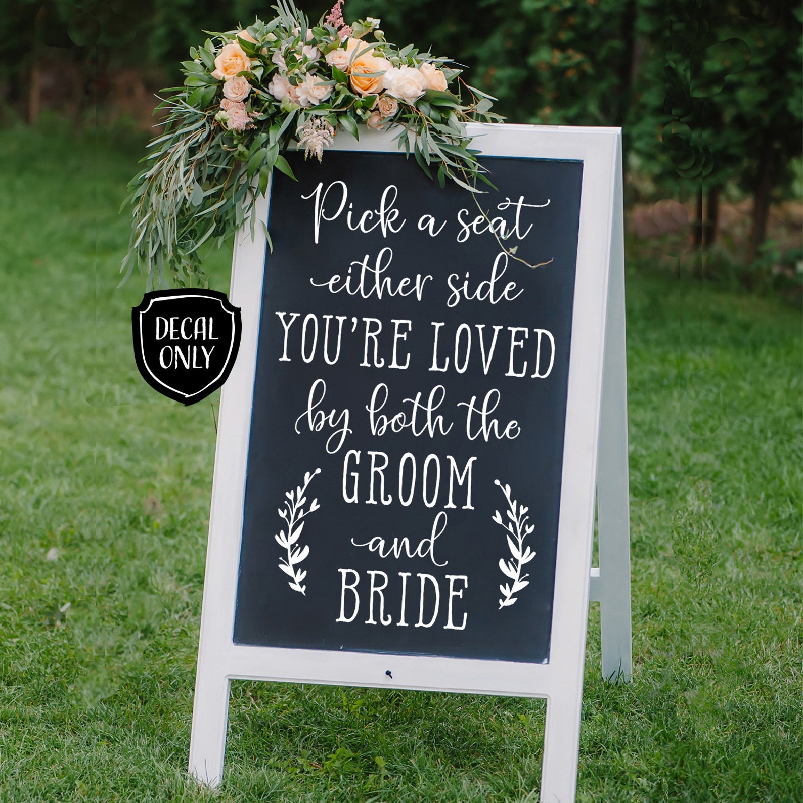 Pick a Seat Wedding Sign Decal Chalkboard Sign Decal | Etsy