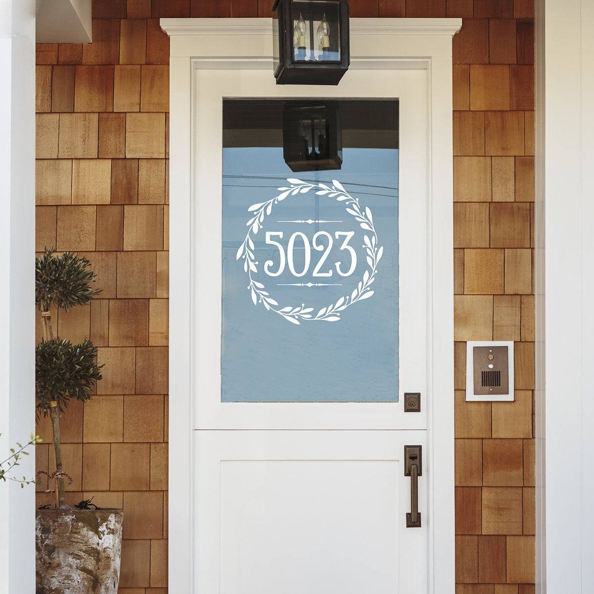 Front Door Decal Address for Door in Wreath Personalized - Etsy