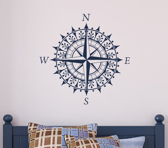 Compass Decal Compass Rose Wall Decor Nautical Decor - Etsy