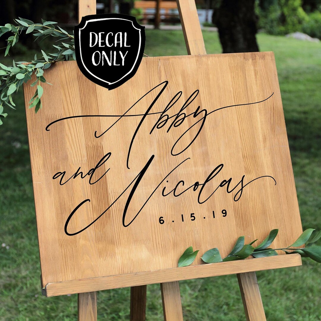 Wedding Sign Decal Personalized Wood or Chalkboard Sign Decal Wedding ...