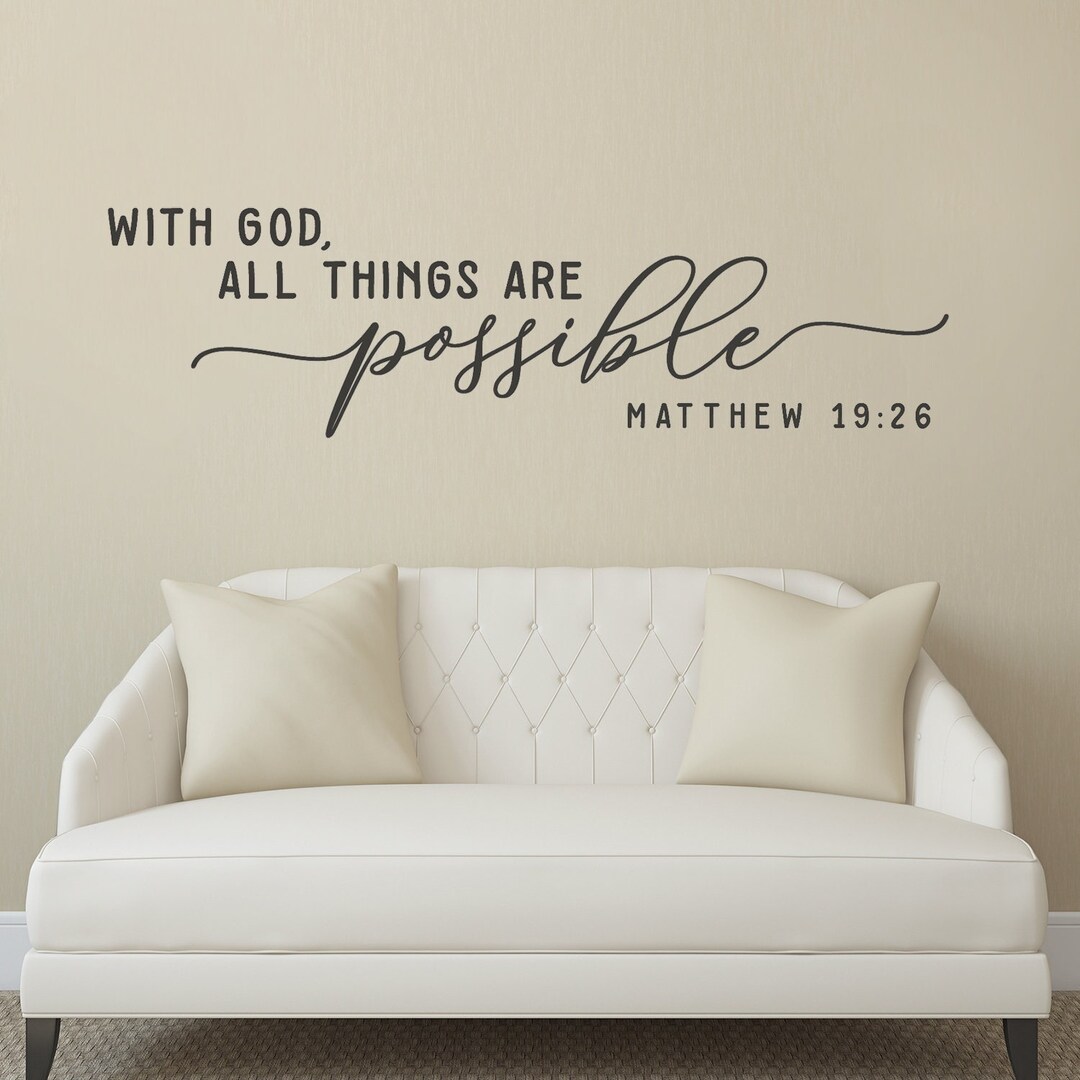 Scripture Wall Decal, With God, All Things Are Possible, Religious Wall ...