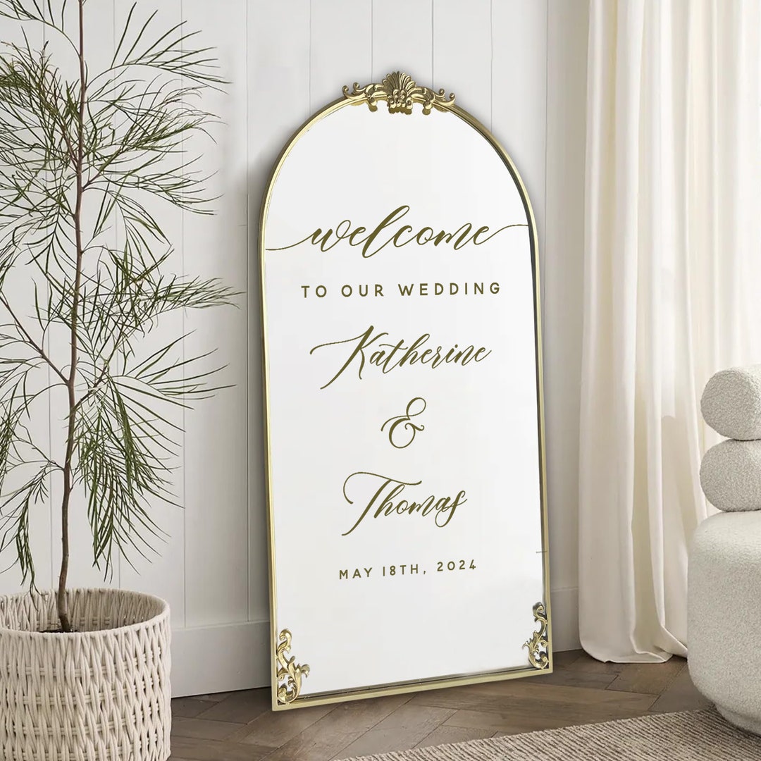 Arched Mirror Welcome Sign Custom Decal DIY Wedding Welcome Sign Decor ...
