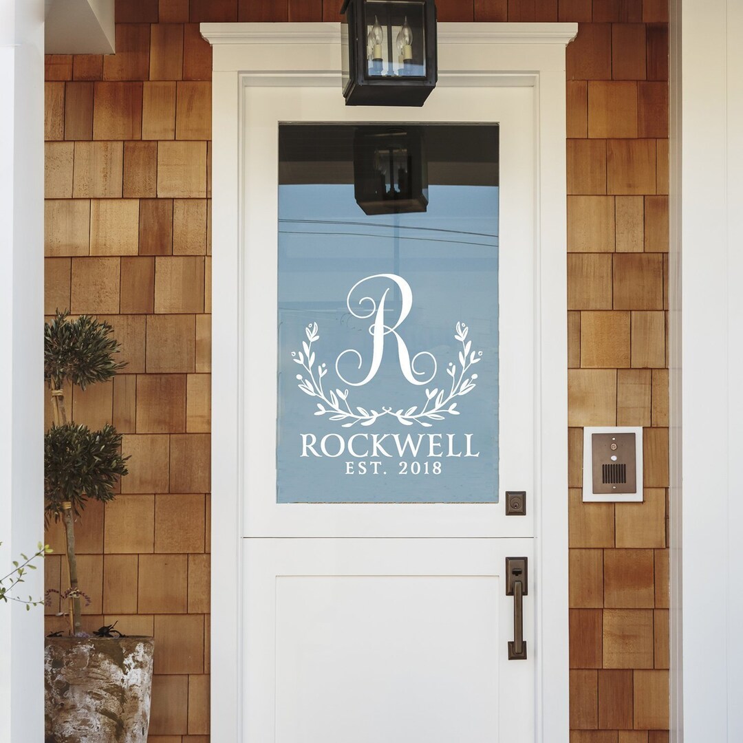 Front Door Decal Personalized Storm Door Decal Family Monogram Door ...