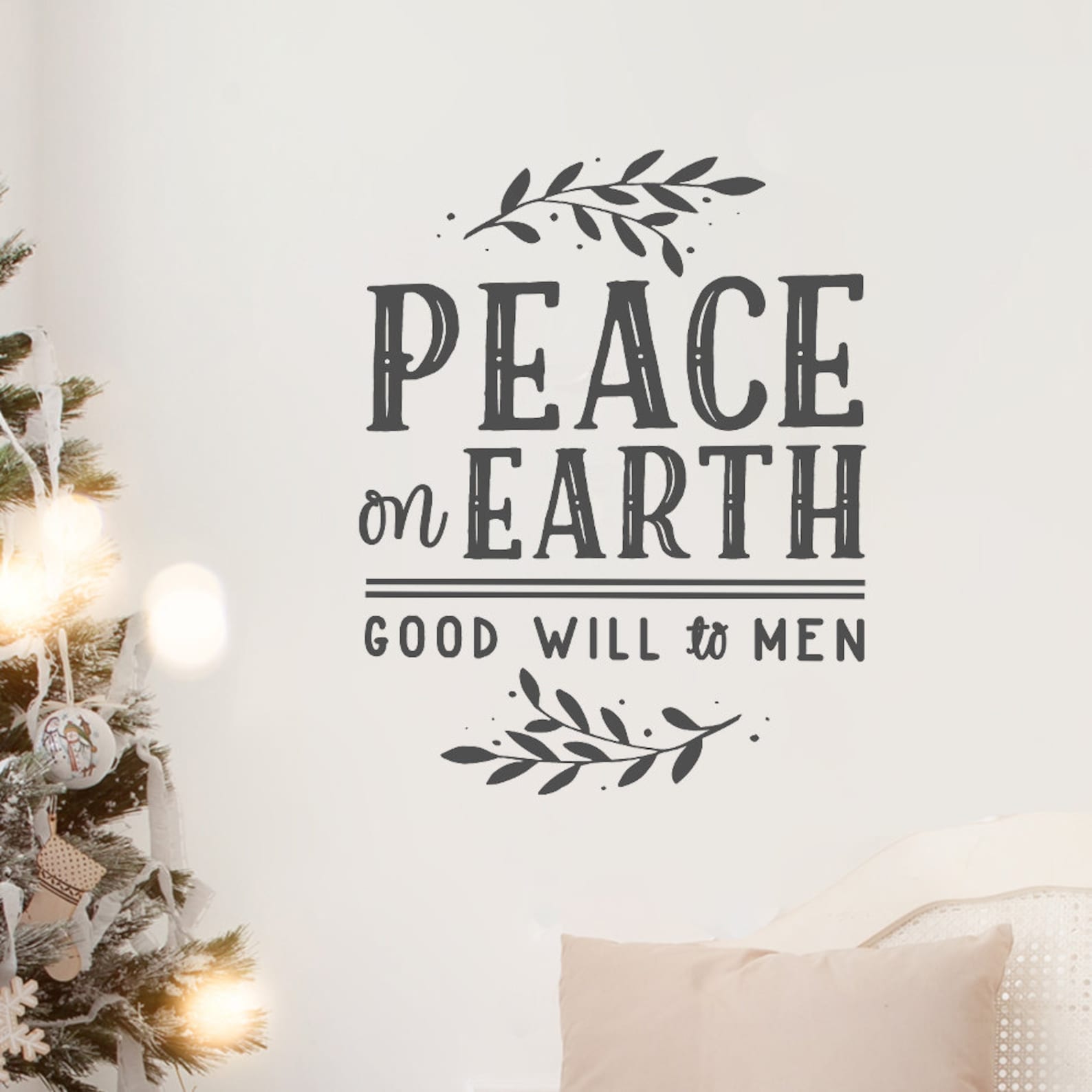 Christmas Vinyl Wall Decal Peace on Earth Good Will to Men - Etsy