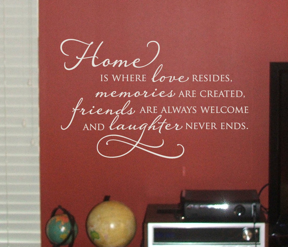 Home is Where Love Resides Wall Decal Home Quote Family | Etsy