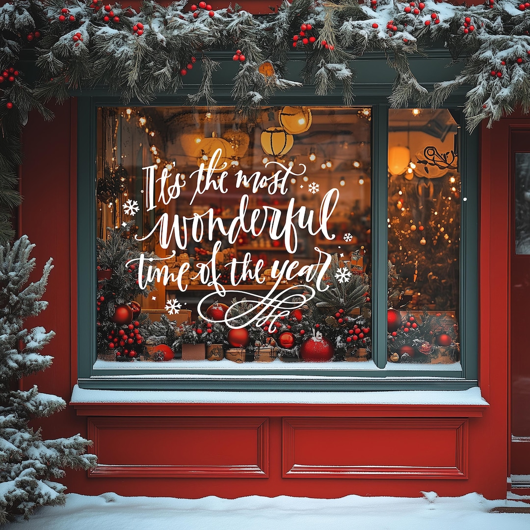 Holiday Window Display Decal Small Business Shop Decor Christmas Window ...