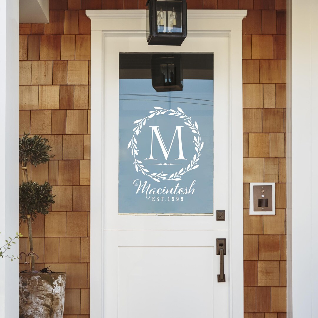 Front Door Decal Family Monogram Personalized Storm Door Decor Custom ...