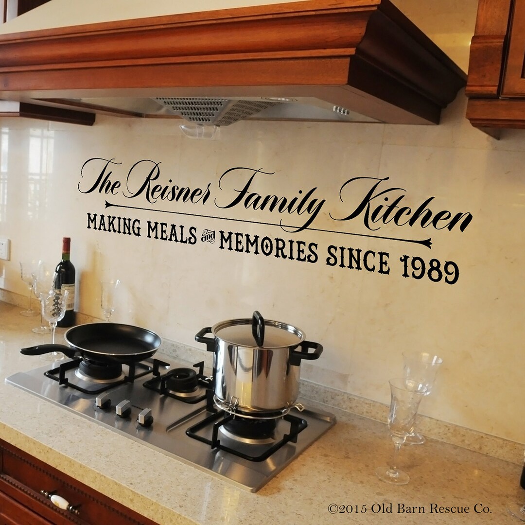 Family Name Kitchen Wall Decal Personalized Name Decal Date Established ...