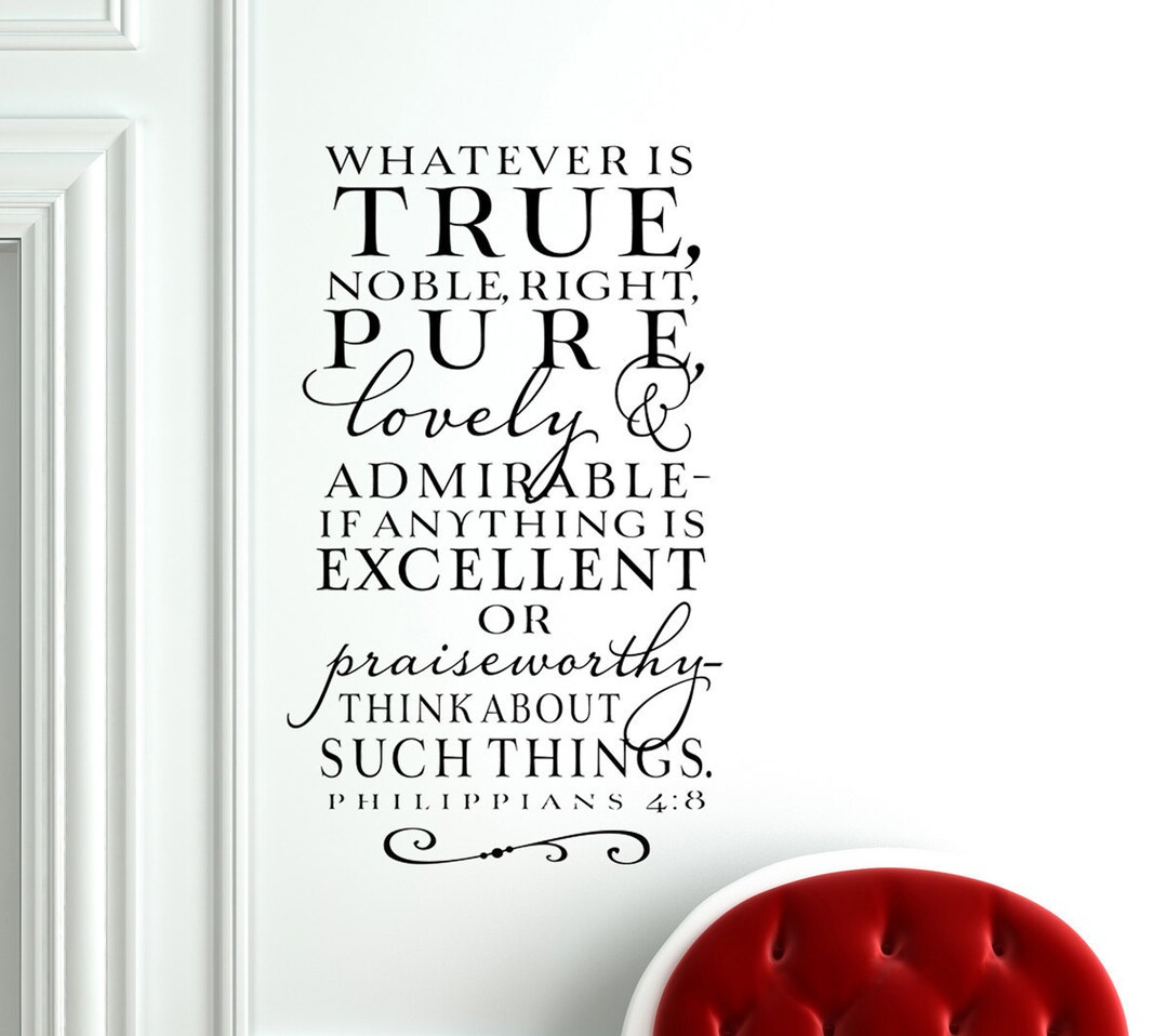 Whatever is True Philippians 4:8 Large Scripture Vinyl Wall Decal Home ...