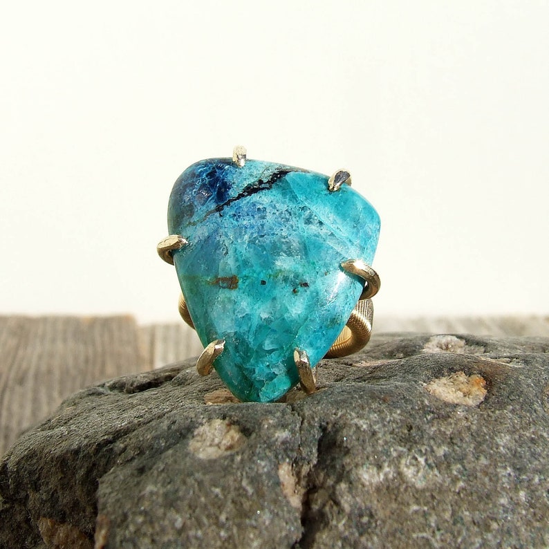 Shattuckite Ring size 5 Natural blue Chrysocolla and Azurite | Etsy