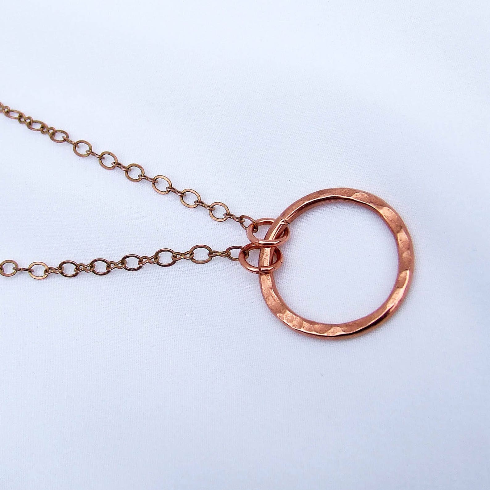 Copper Necklace, Circle Necklace, Eternity Necklace, Hammered Copper ...