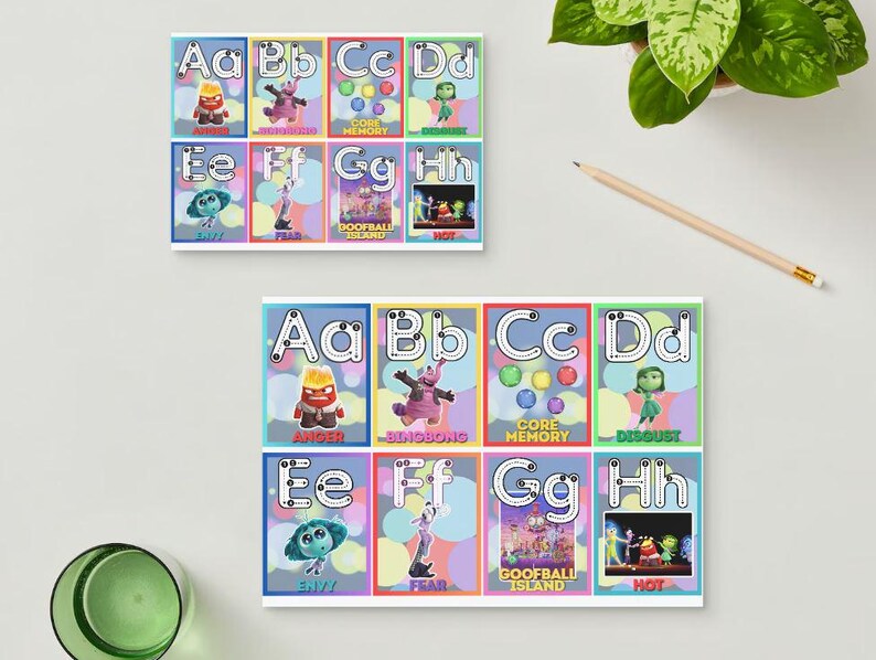 Inside Out Movie Alphabet Flashcards for Kids Learning Materials ...