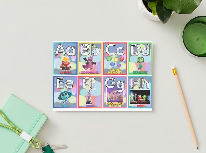 Inside Out Movie Alphabet Flashcards for Kids Learning Materials ...