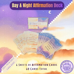 Day & Night Affirmation Card Deck; Printable Instant Download ...