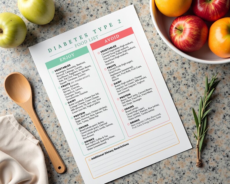 Type 2 Diabetes Food List: Printable Nutrition Guide (PDF) - Etsy