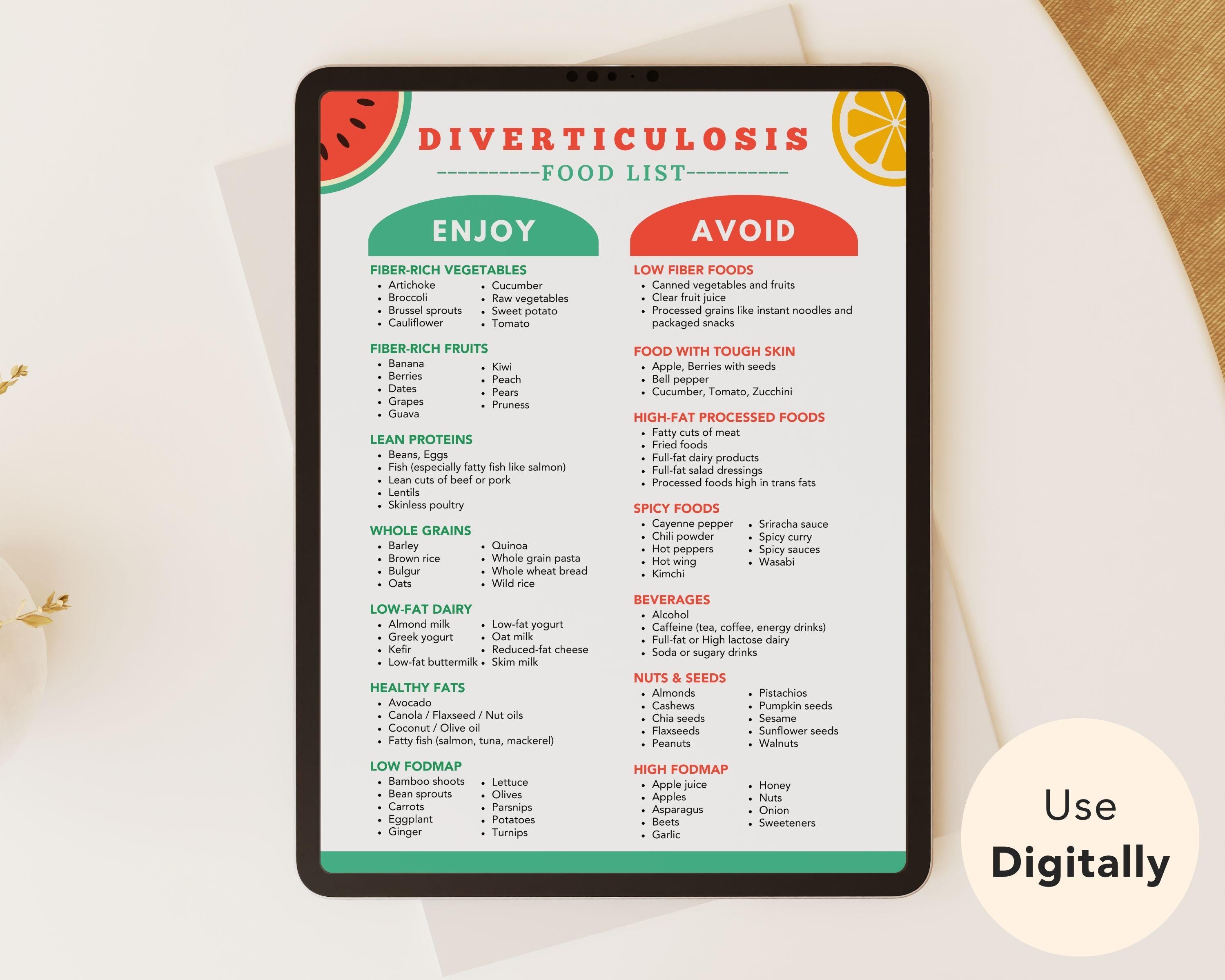 Diverticulosis Diet Food List | Foods to Avoid Diverticulosis | Best ...