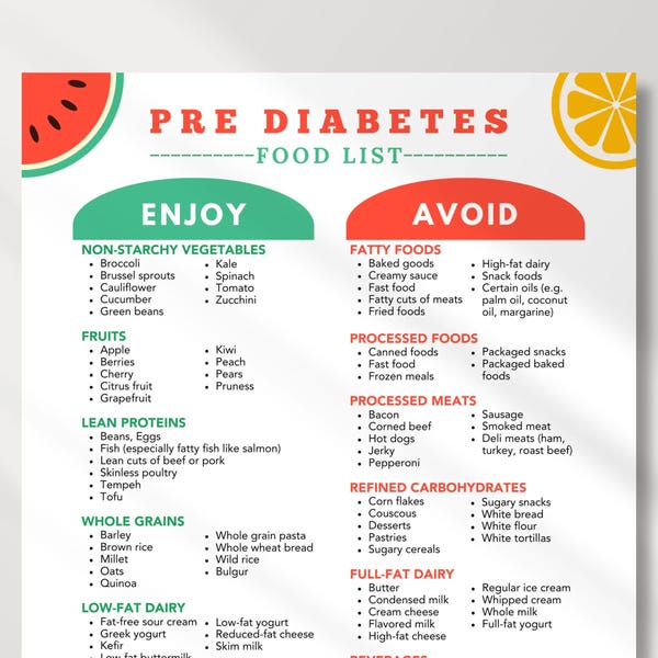 Pre Diabetes Food List - Etsy
