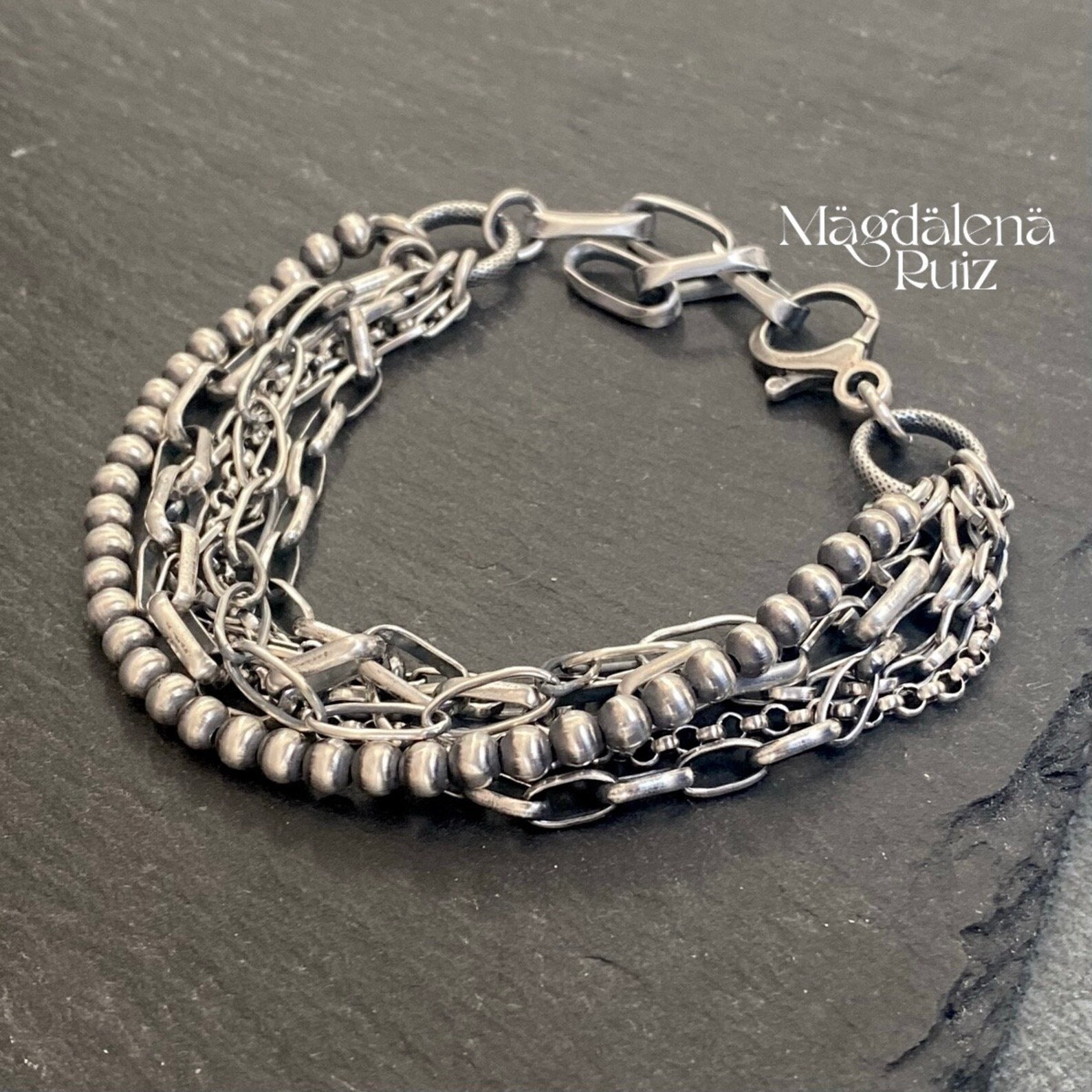 Gorgeous Sterling Multilayered Bracelet. Multi Chain Bracelet. - Etsy