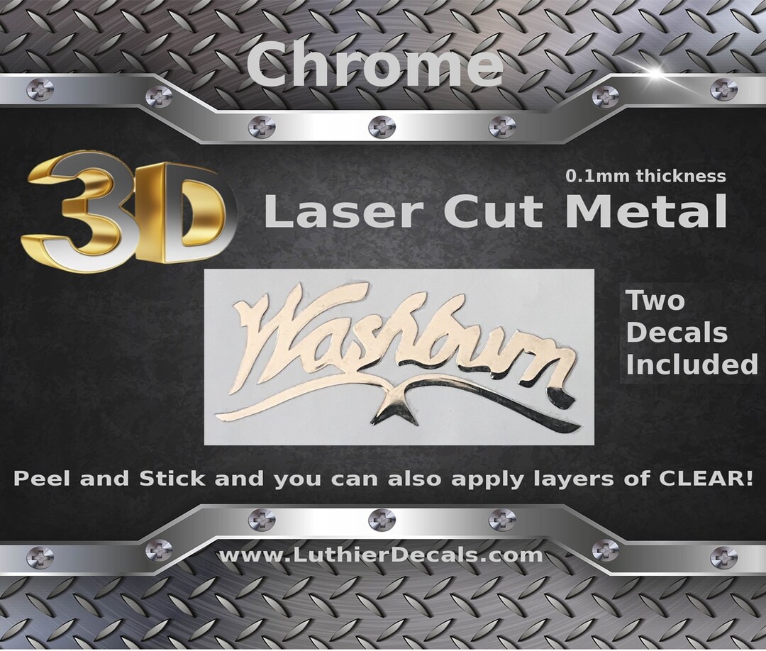 Wasburn Metal Laser Cut 3d Guitar Decal Headstock Sticker Restoration ...