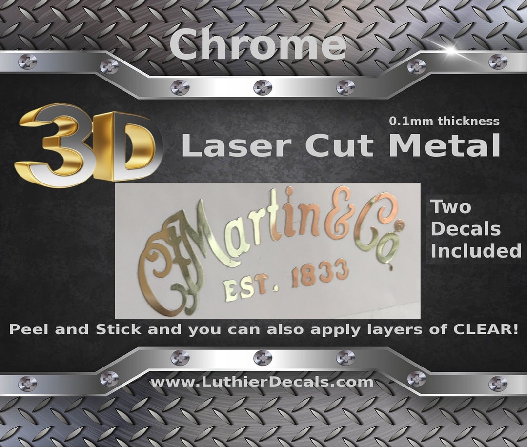 Martin and Co Metal Laser Cut 3d Guitar Decal Headstock Sticker ...