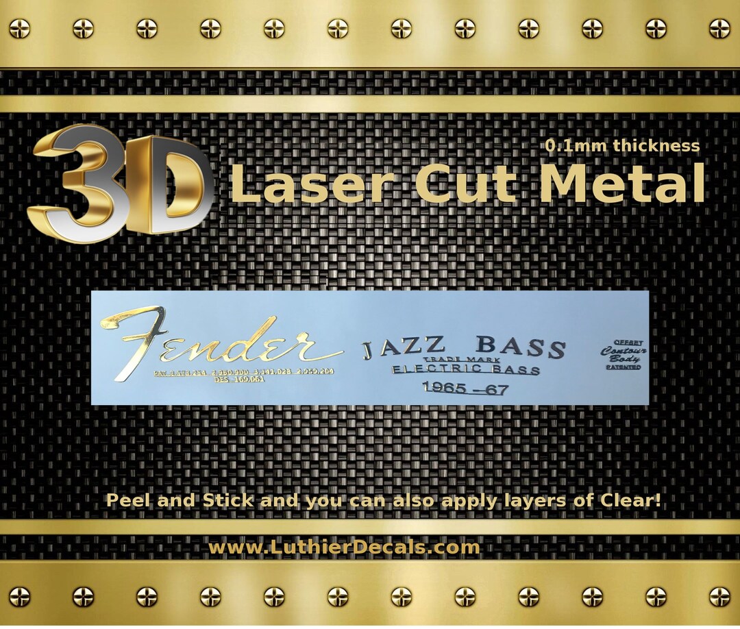 Fender Jazz Bass Metal Laser Cut 3d Guitar Decal Headstock Sticker ...
