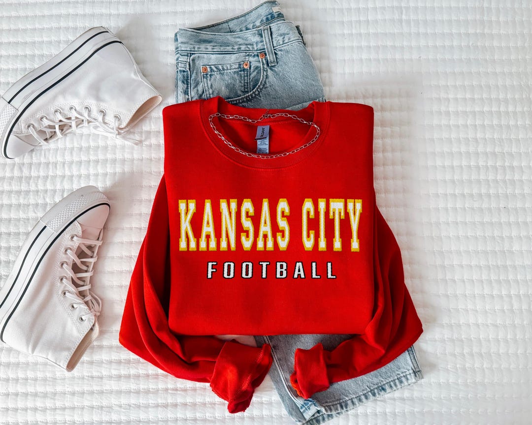 Kansas City Football Embroidered Sweatshirt - Etsy