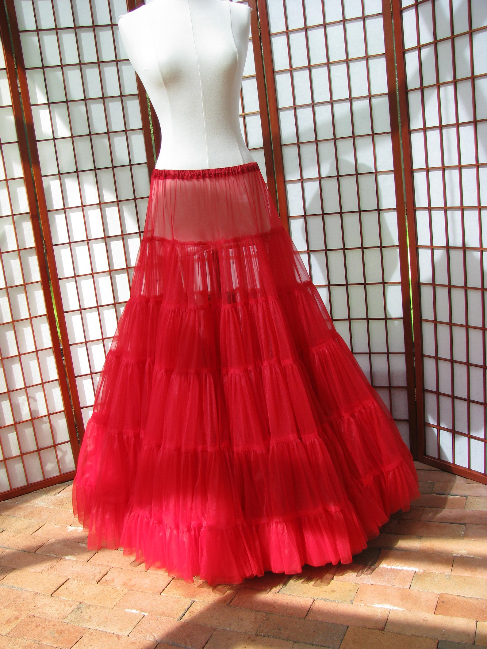 Red Petticoat Floor Length Single Layer Chiffon Made to | Etsy